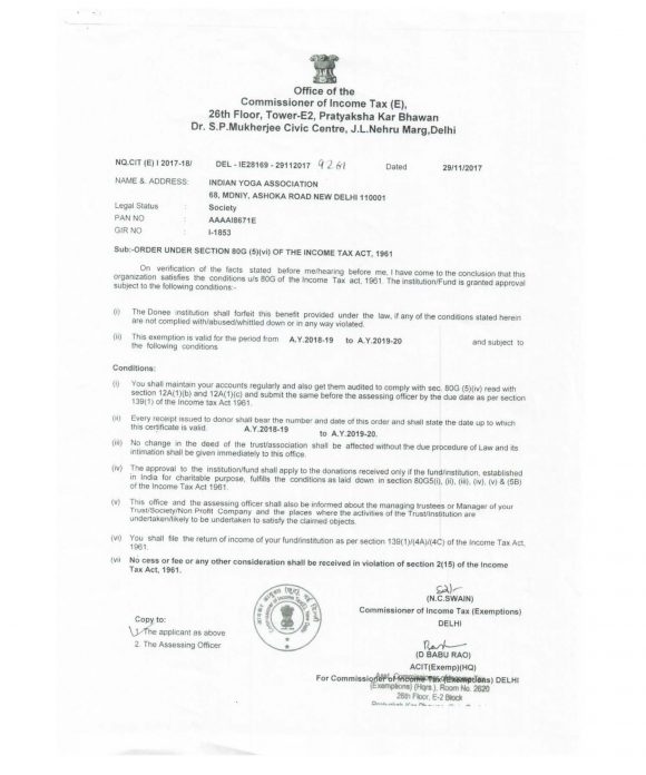 Audit Report And ITR - Indian Yoga Association