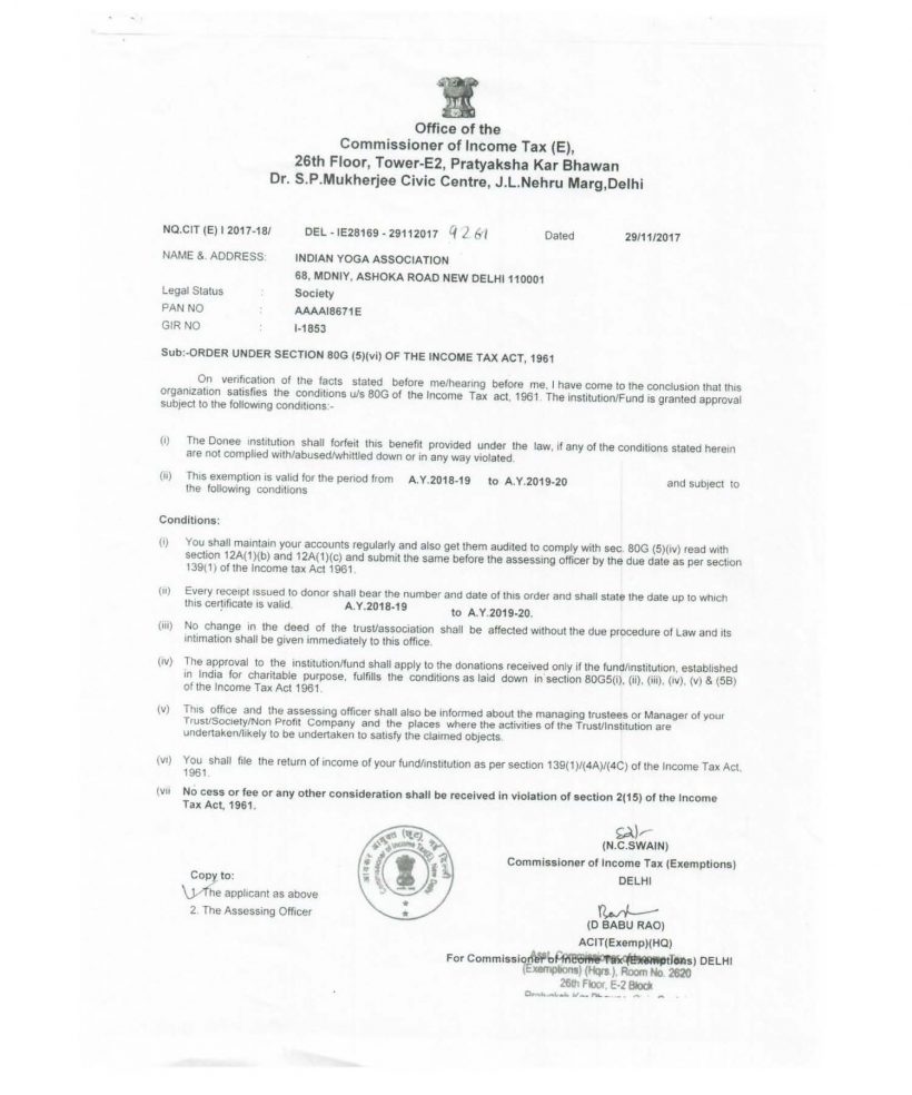 Audit Report And ITR - Indian Yoga Association